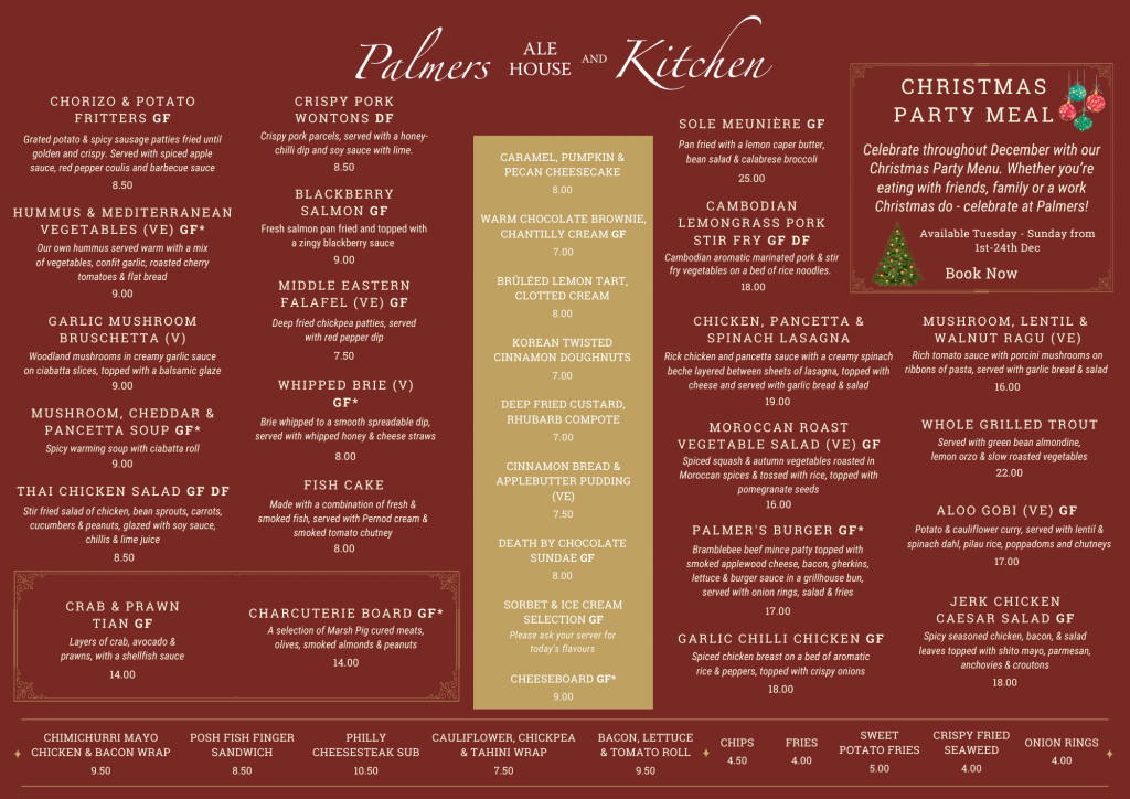 Our New Autumn Menu - Palmers Ale House